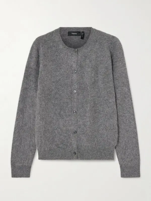 Theory Brushed Cashmere Slim Fit Cardigan - Gray