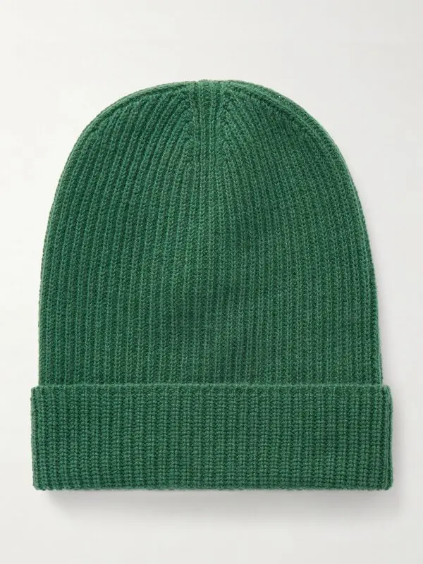 THE ELDER STATESMAN Ribbed Cashmere Beanie - Green
