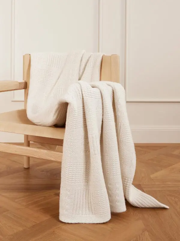 THE ELDER STATESMAN Cashmere And Cotton-blend Blanket - Ivory