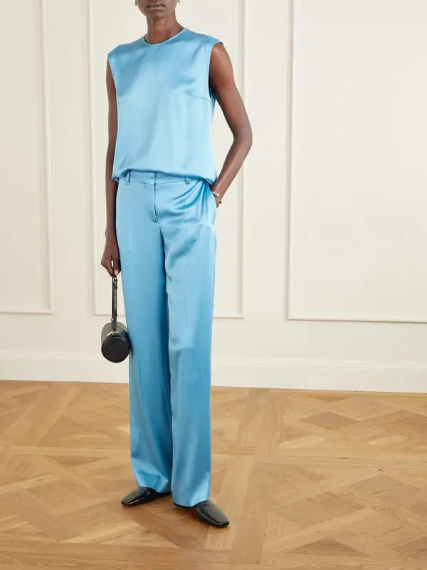 Stella McCartney Satin Wide-leg Trousers - Blue