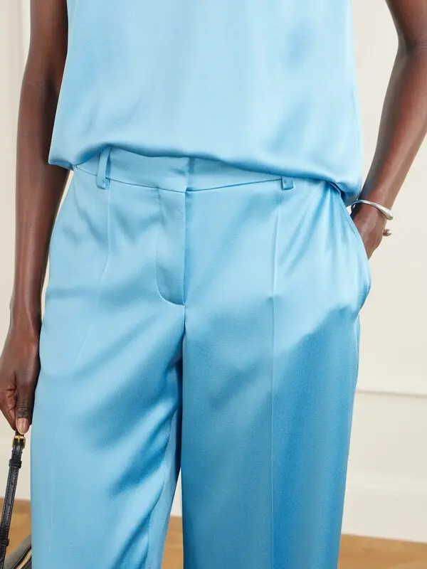 Stella McCartney Satin Wide-leg Trousers - Blue