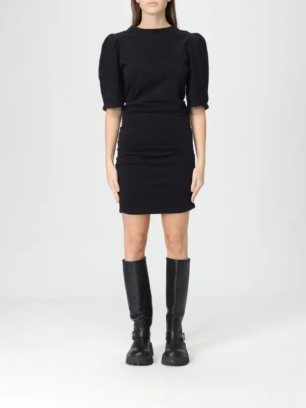 Isabel Marant Étoile Ruched Puff Sleeve Mini Dress - Black