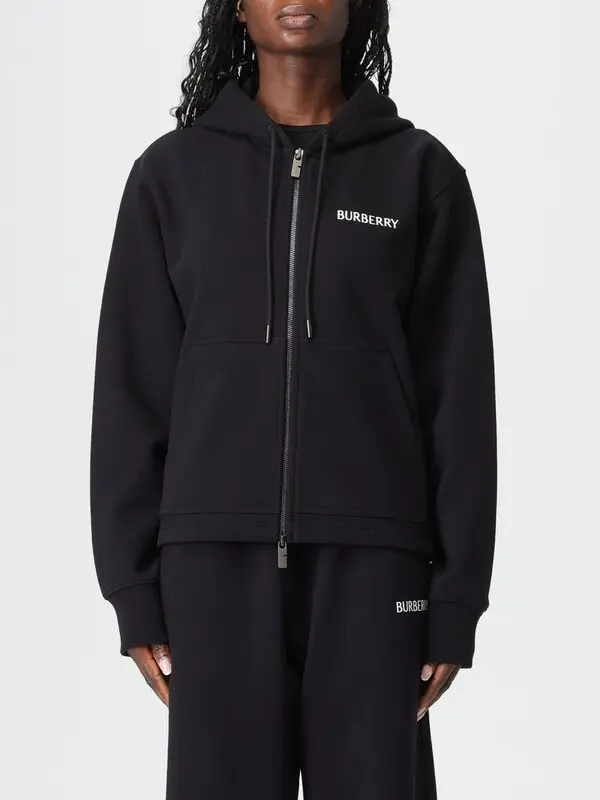Burberry Logo Zip-up Hoodie - Black
