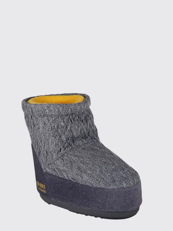 Moon Boot Textured Knit Ankle Boots - Grey