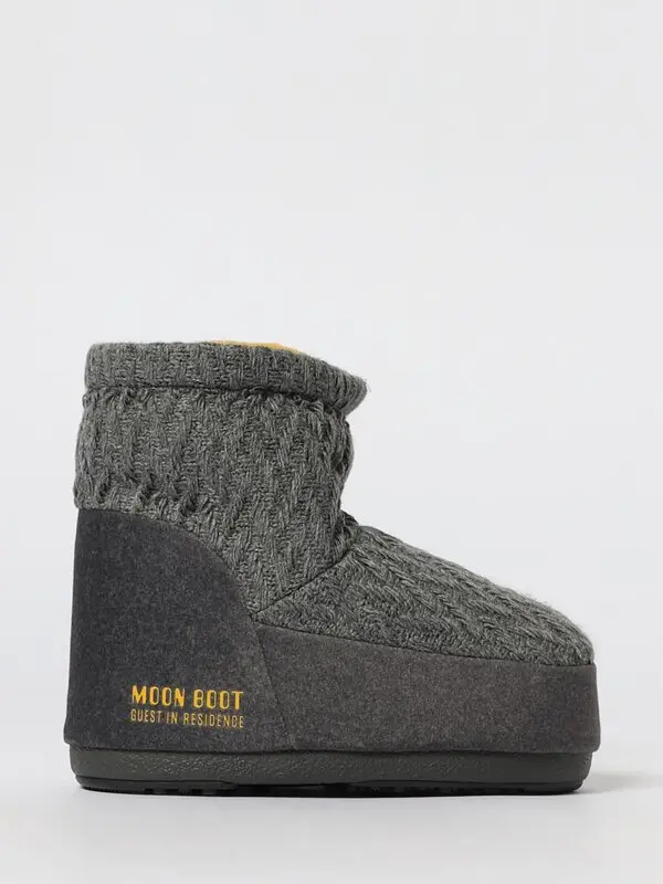 Moon Boot Textured Knit Ankle Boots - Grey