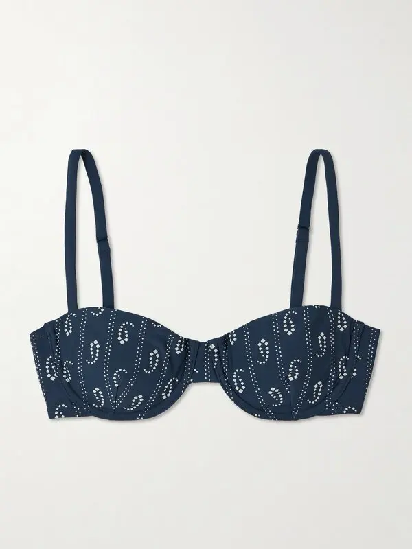 Tory Burch Underwired Printed Bikini Top - Blue