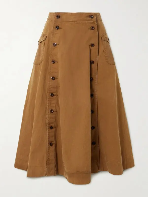 Ralph Lauren Cailtyn Cotton-canvas Midi Skirt - Brown