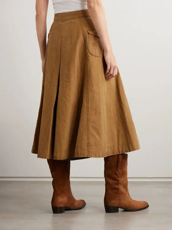 Ralph Lauren Cailtyn Cotton-canvas Midi Skirt - Brown