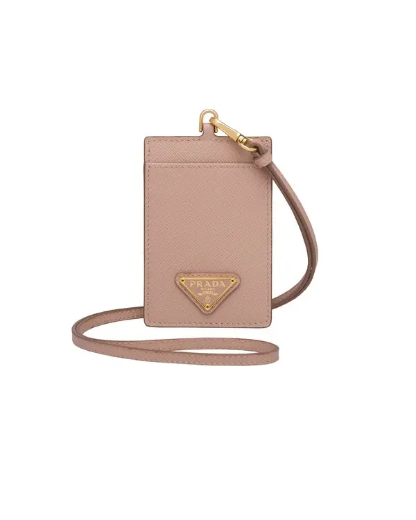 Prada Saffiano Leather Badge Holder - Powder