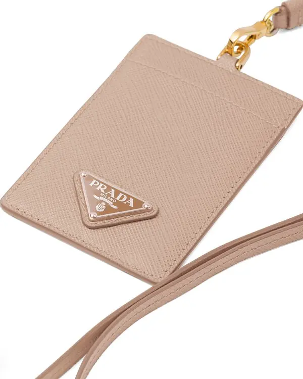 Prada Saffiano Leather Badge Holder - Powder