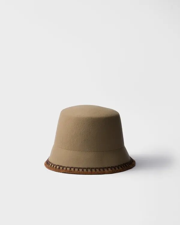 Prada Felt Bucket Hat - Camel Brown