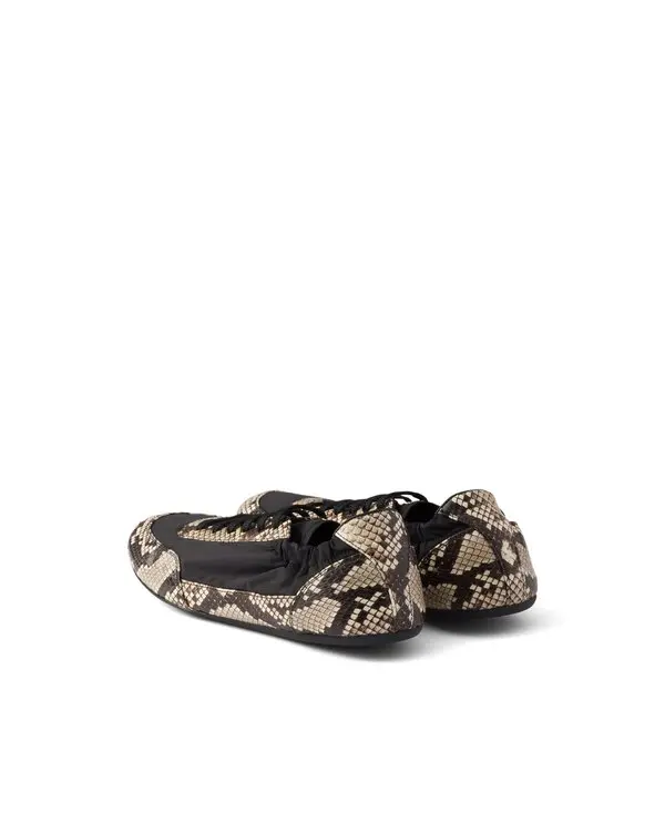 Prada Re-nylon And Printed Ayers Leather Sneakers - Black