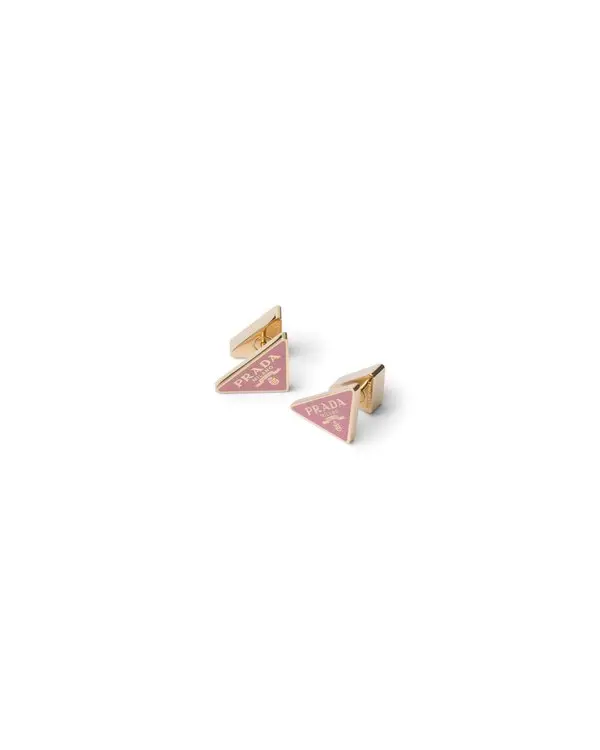 Prada Enameled Metal Triangle Earrings - Gold/silver