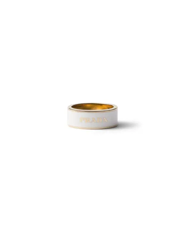 Prada Enameled Metal Ring - White