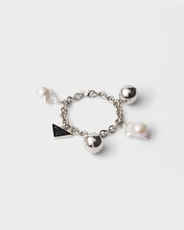 Prada Metal And Pearl Bracelet - Steel/pearl