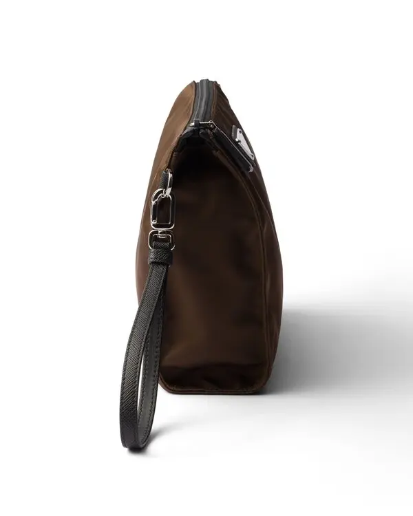 Prada Re-nylon And Saffiano Leather Necessaire - Brown