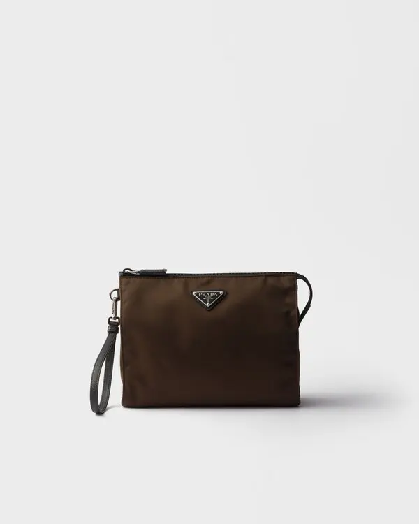 Prada Re-nylon And Saffiano Leather Necessaire - Sienna