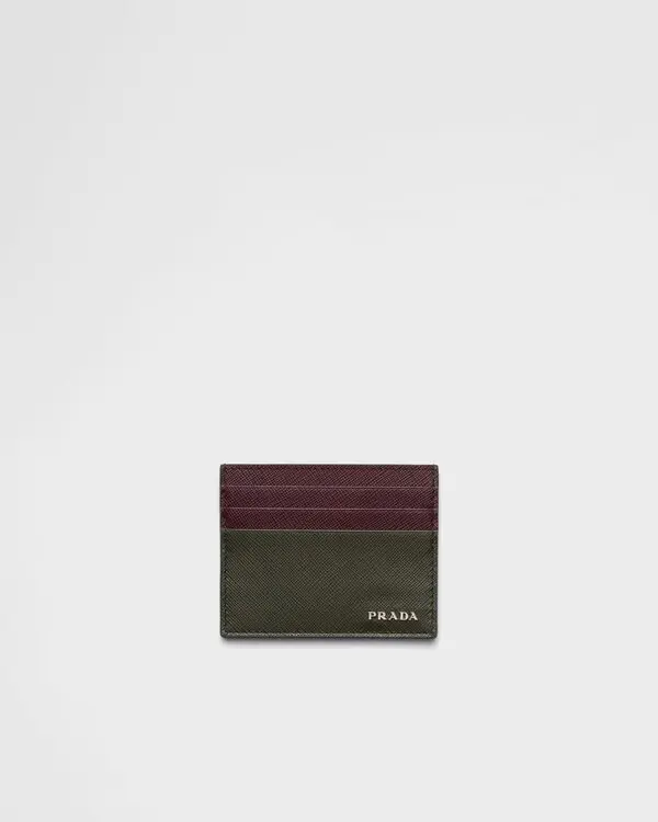 Prada Saffiano Leather Card Holder - Camouflage/burgundy