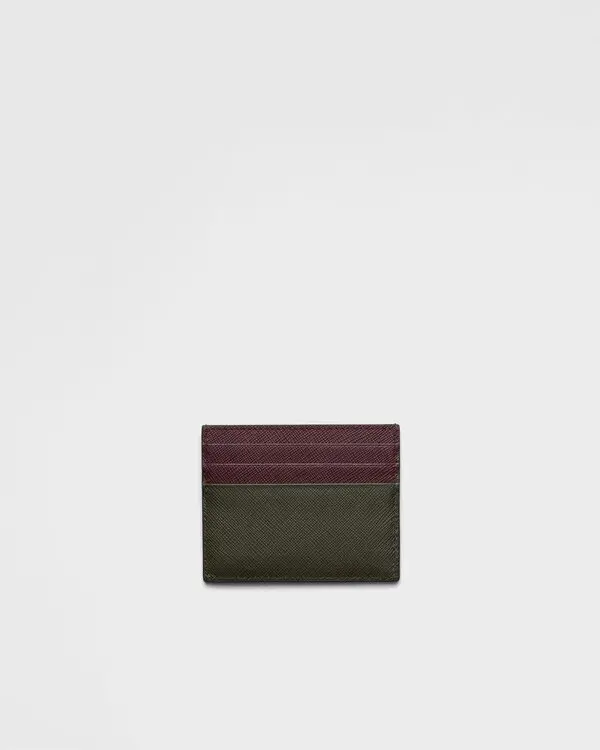 Prada Saffiano Leather Card Holder - Camouflage/burgundy