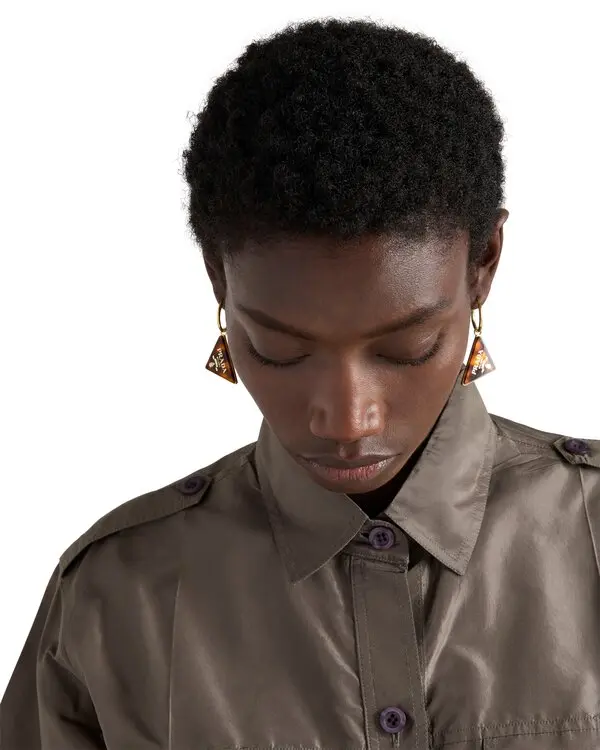 Prada Tortoiseshell Motif Hoop Earrings