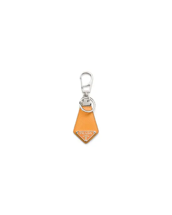 Prada Saffiano Leather Keychain - Orange