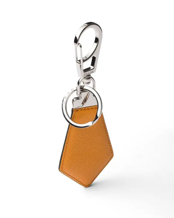 Prada Saffiano Leather Keychain - Orange