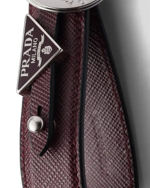 Prada Saffiano Leather Keychain - Red