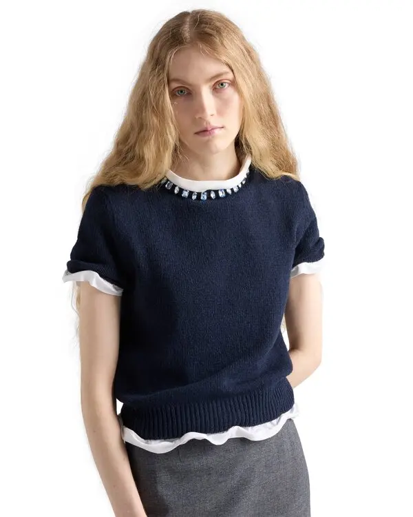 Prada Wool And Cashmere Crew-neck Sweater - Blue