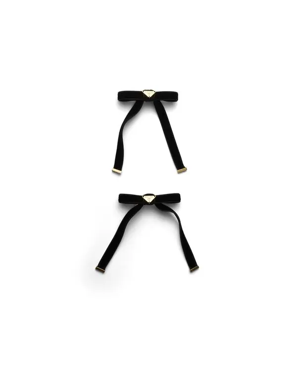 Prada Set Of Velvet Hair Clips - Black