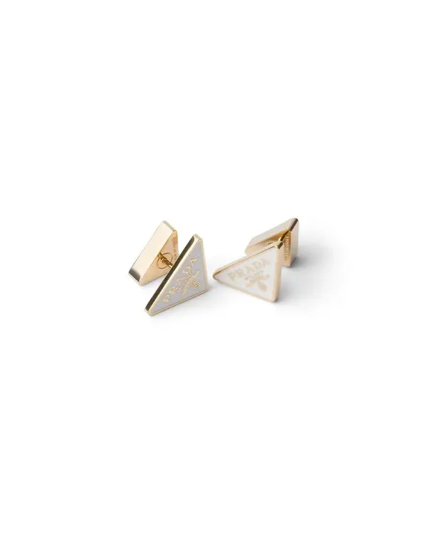 Prada Enameled Metal Triangle Earrings - Gold/silver