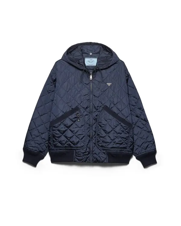 Prada Re-nylon Blouson Jacket With Hood - Blue