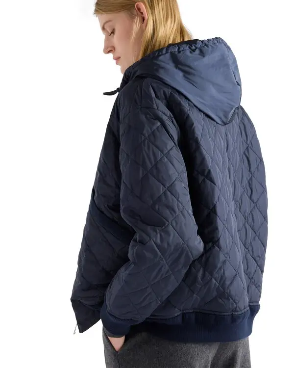 Prada Re-nylon Blouson Jacket With Hood - Blue