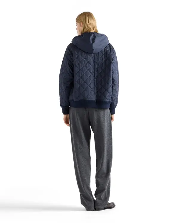 Prada Re-nylon Blouson Jacket With Hood - Blue