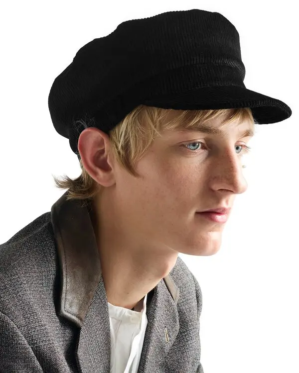 Prada Corduroy Newboy Cap - Black