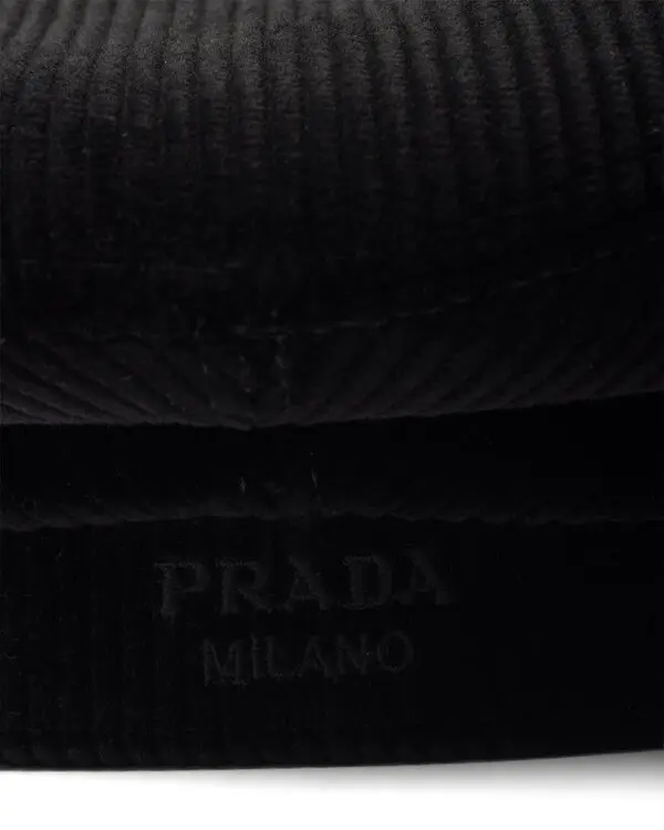 Prada Corduroy Newboy Cap - Black