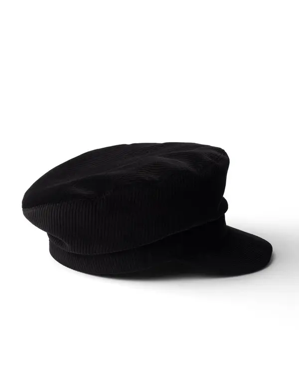 Prada Corduroy Newboy Cap - Black