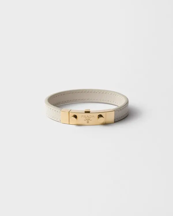 Prada Saffiano Leather Bracelet - Chalk White