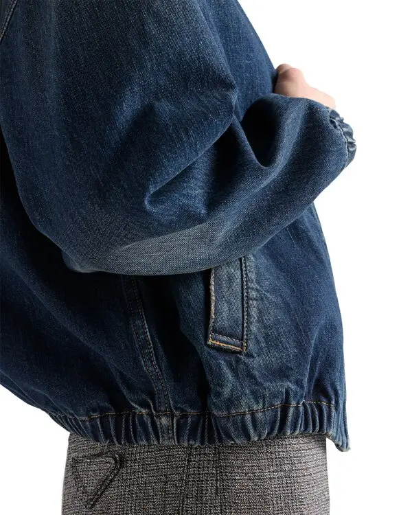 Prada Washed Denim Blouson Jacket - Blue