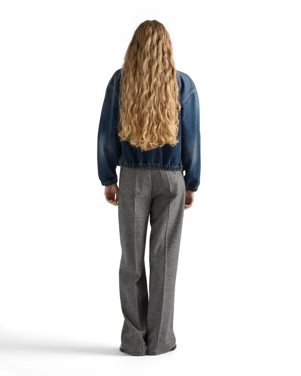 Prada Washed Denim Blouson Jacket - Blue