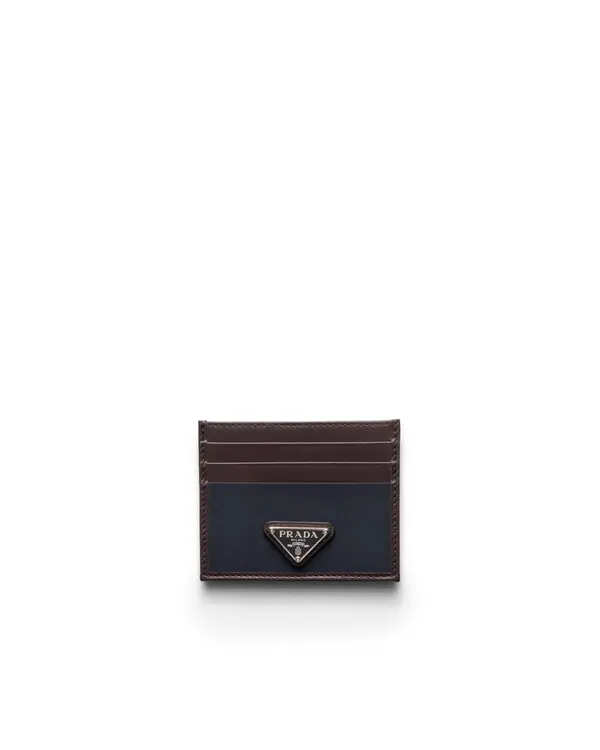 Prada Speedrock Re-nylon And Leather Card Holder - Blue