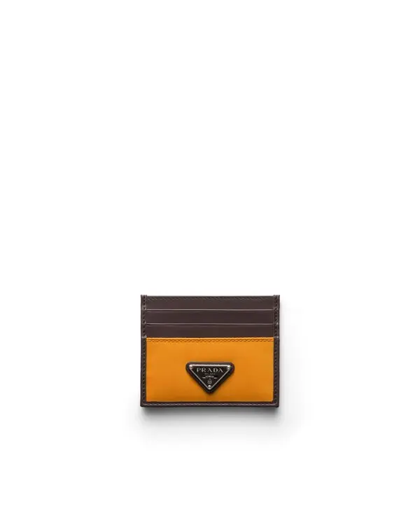 Prada Speedrock Re-nylon And Leather Card Holder - Orange