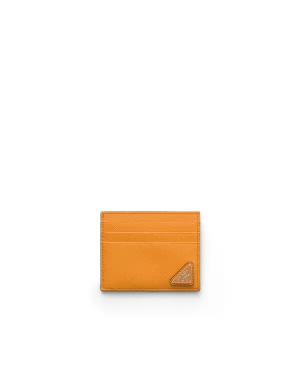 Prada Saffiano Leather Card Holder - Orange