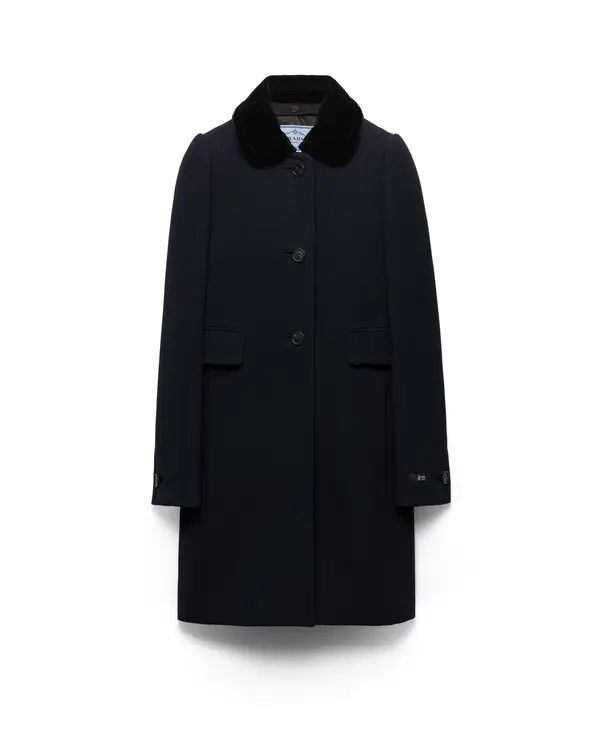 Prada Single-breasted Natté Fabric Coat - Blue