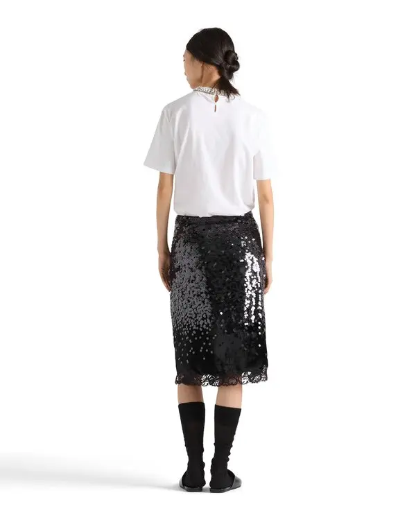 Prada Embroidered Velvet Midi-skirt