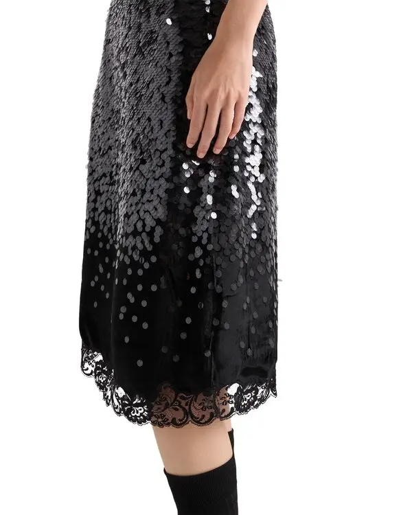Prada Embroidered Velvet Midi-skirt