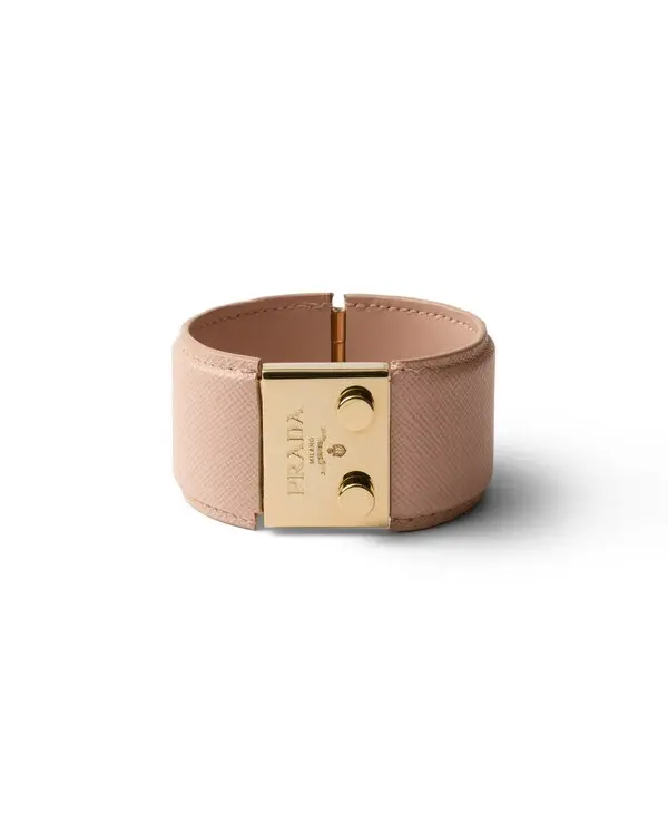 Prada Metal And Saffiano Leather Bracelet - Pink