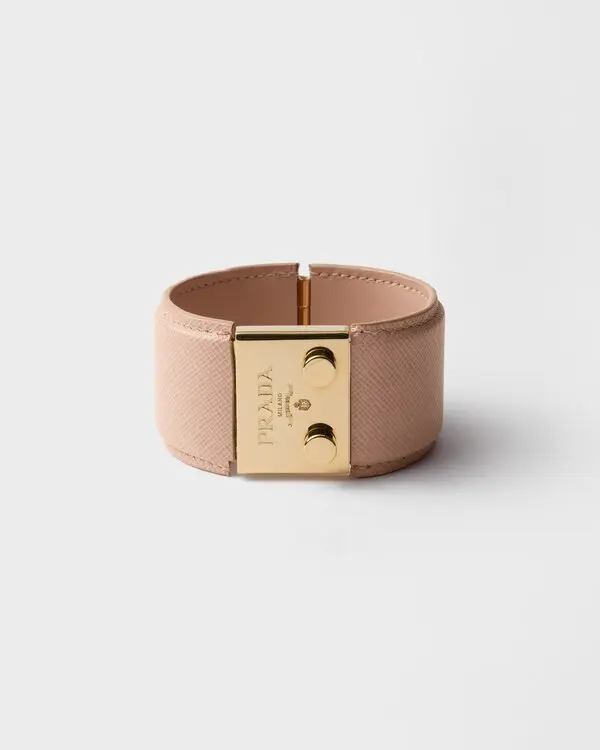 Prada Metal And Saffiano Leather Bracelet - Powder Pink