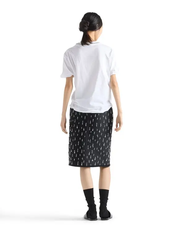 Prada Embroidered Scuba Midi-skirt