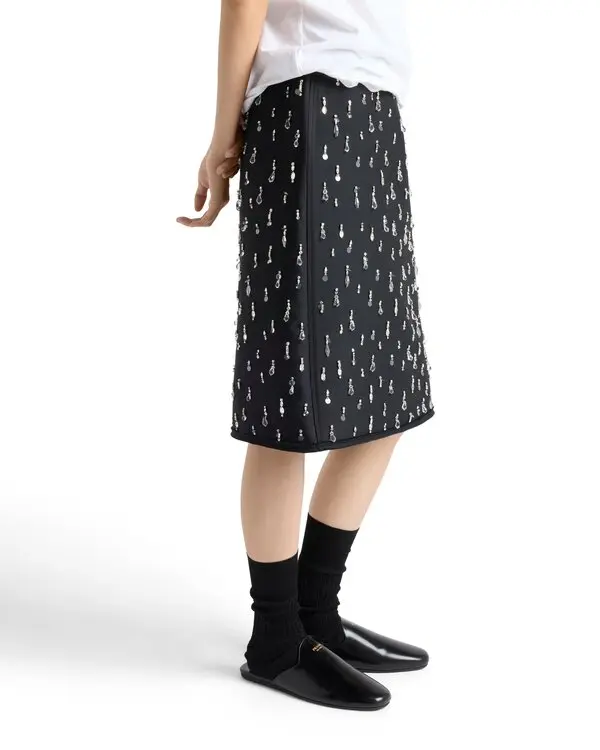 Prada Embroidered Scuba Midi-skirt