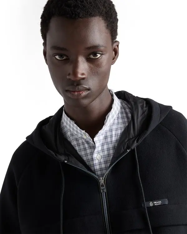 Prada Hooded Technical Fabric Blouson Jacket - Black